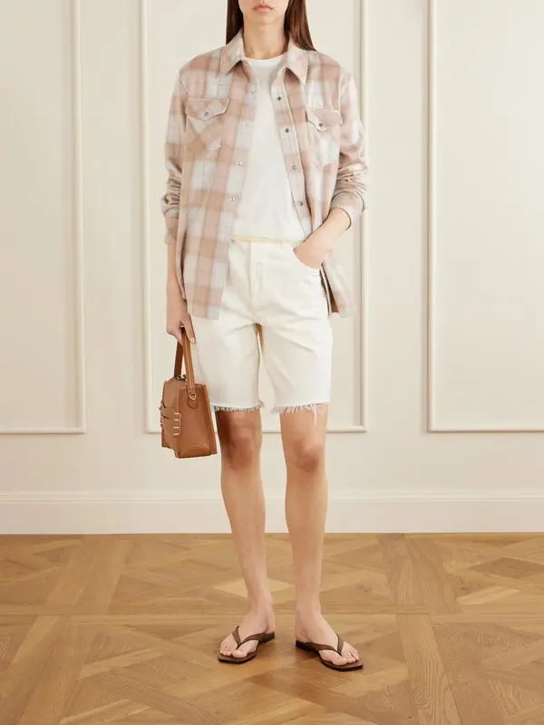 GOD’S TRUE CASHMERE Champagne Plaid Cashmere Shirt