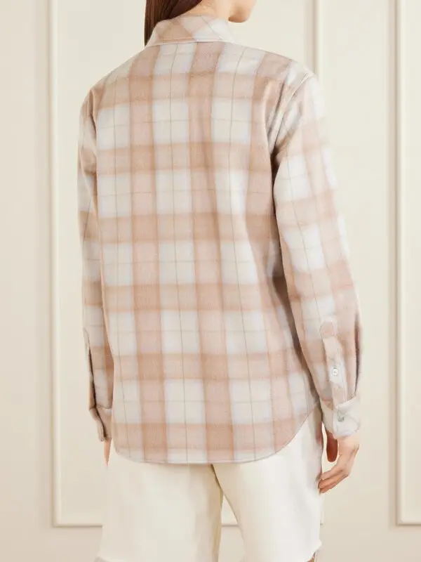 GOD’S TRUE CASHMERE Champagne Plaid Cashmere Shirt