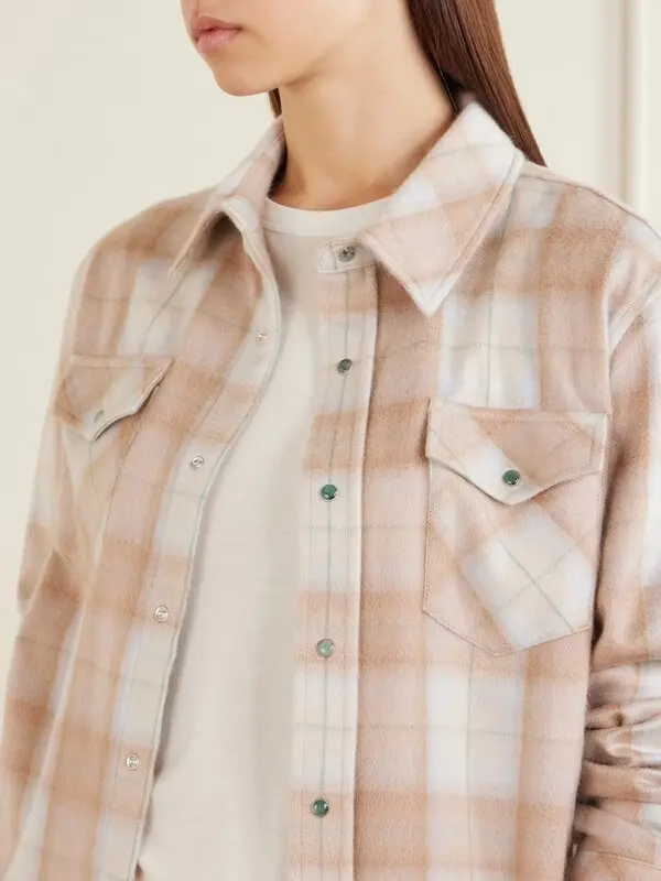 GOD’S TRUE CASHMERE Champagne Plaid Cashmere Shirt