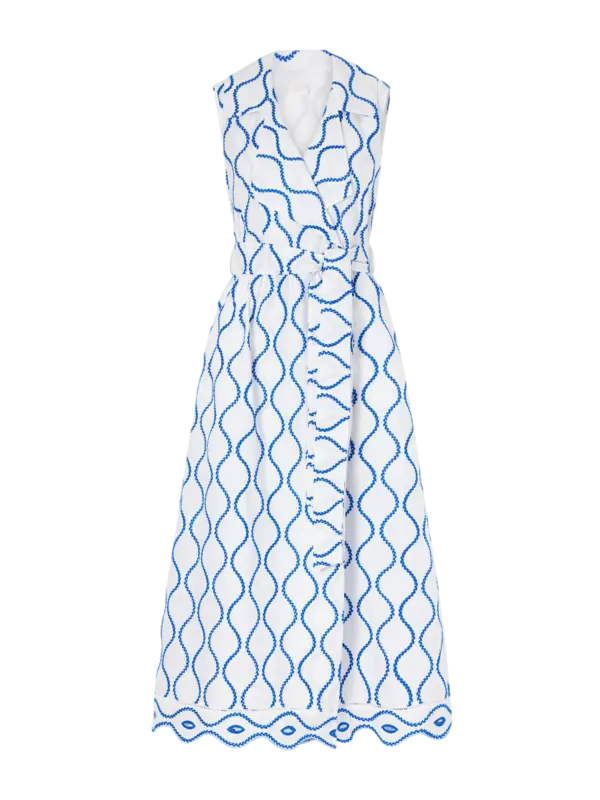 Loretta Caponi Noemie Striped Cotton-poplin Midi Dress - Blue