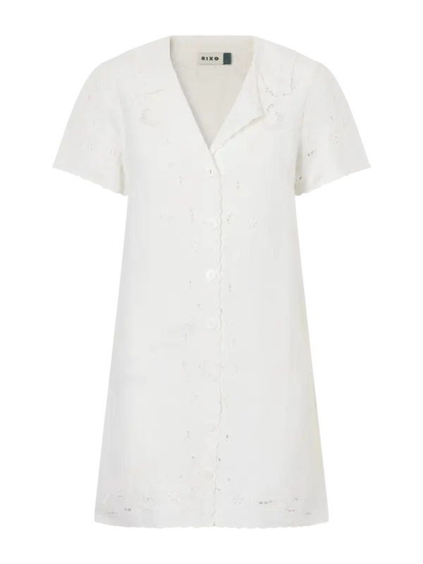 Rixo Zayanna Broderie Anglaise Mini Dress - White