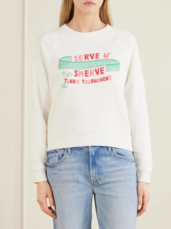 MOTHER The Itty Concert Printed Cotton-jersey Sweater