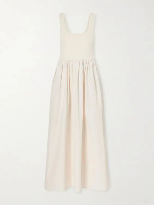 Matteau Stretch-knit And Cotton-poplin Maxi Dress