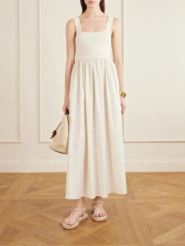 Matteau Stretch-knit And Cotton-poplin Maxi Dress