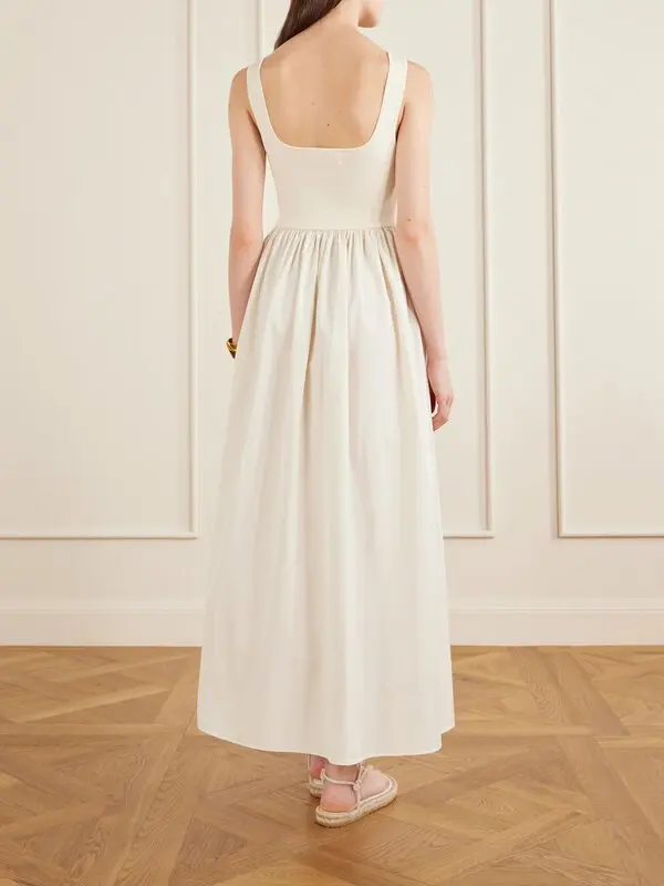 Matteau Stretch-knit And Cotton-poplin Maxi Dress