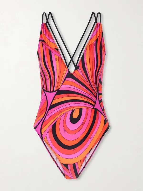 Emilio Pucci Iride" Print Halterneck Swimsuit