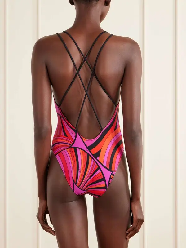Emilio Pucci Iride" Print Halterneck Swimsuit