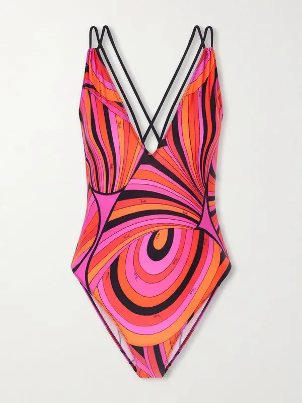 Emilio Pucci Iride" Print Halterneck Swimsuit - Pink