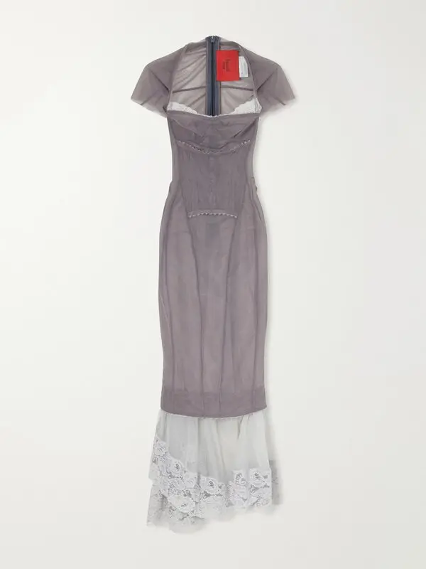 DILARA FINDIKOGLU Cloudy Border" Lace-trimmed Midi Dress
