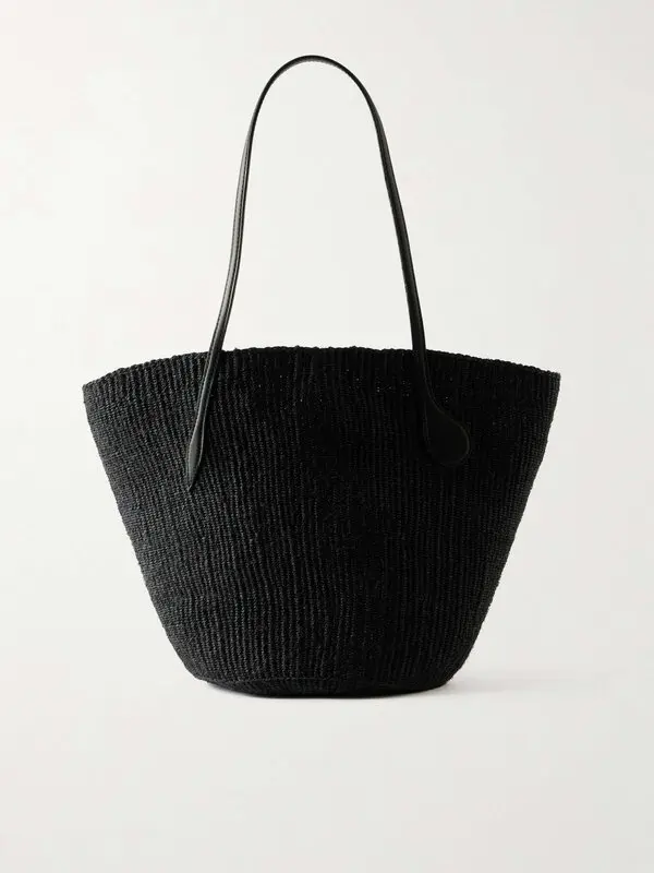 LIFFNER Sprout Leather-trimmed Sisal Tote Bag - Black