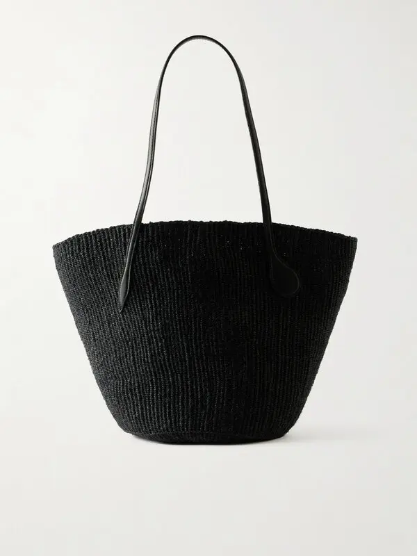 LIFFNER Sprout Leather-trimmed Sisal Tote Bag - Black