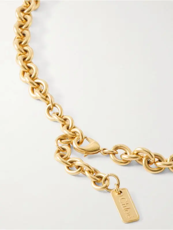 Chloé Plated Leaf Charm Necklace - Gold