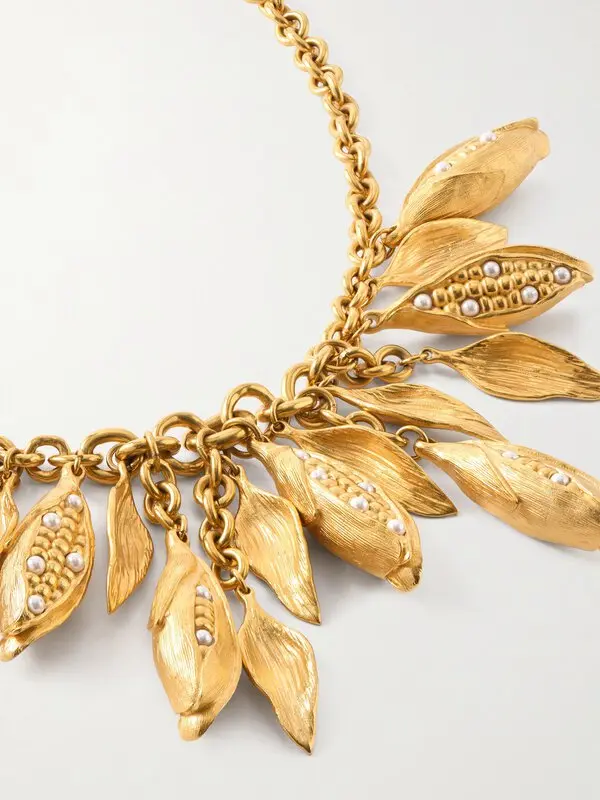 Chloé Plated Leaf Charm Necklace - Gold