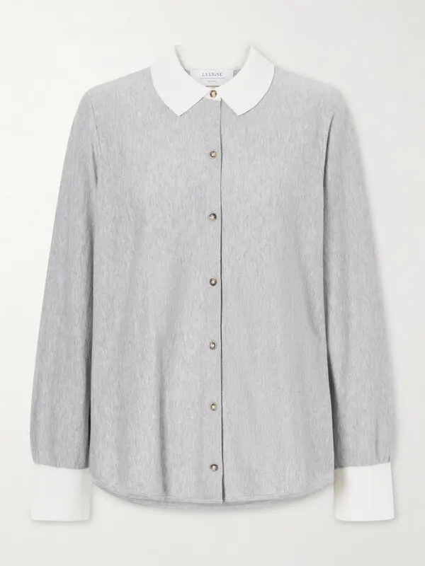 LA LIGNE Knitted Cotton-blend Shirt - Gray