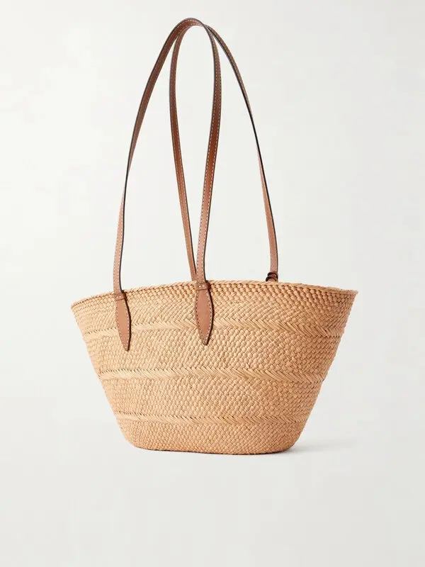 HUNTING SEASON Trapeze Basket Raffia Tote - Brown