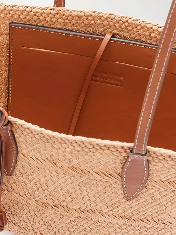 HUNTING SEASON Trapeze Basket Raffia Tote - Brown