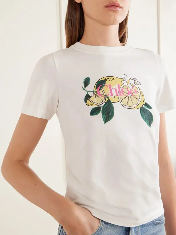 Chloé La Plage" Printed Cotton Jersey T-shirt - White