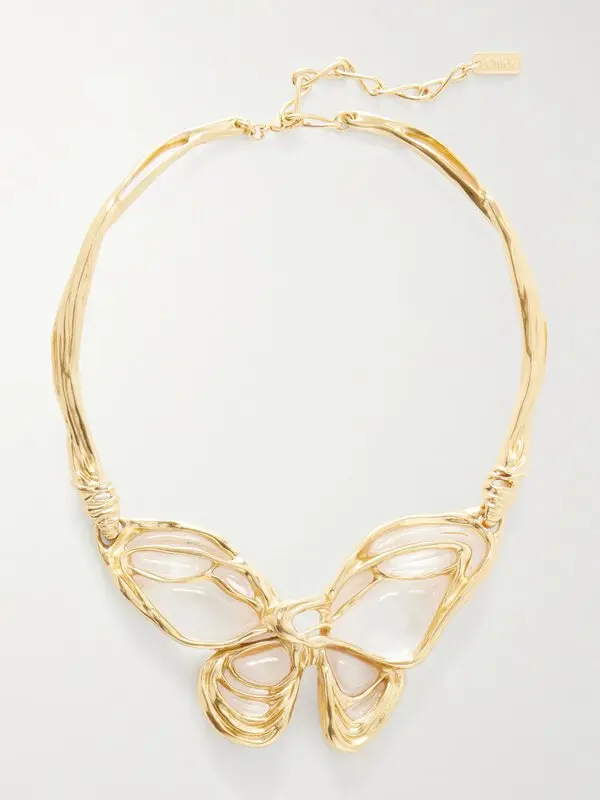 Chloé Tone And Resin Butterfly Necklace - Gold