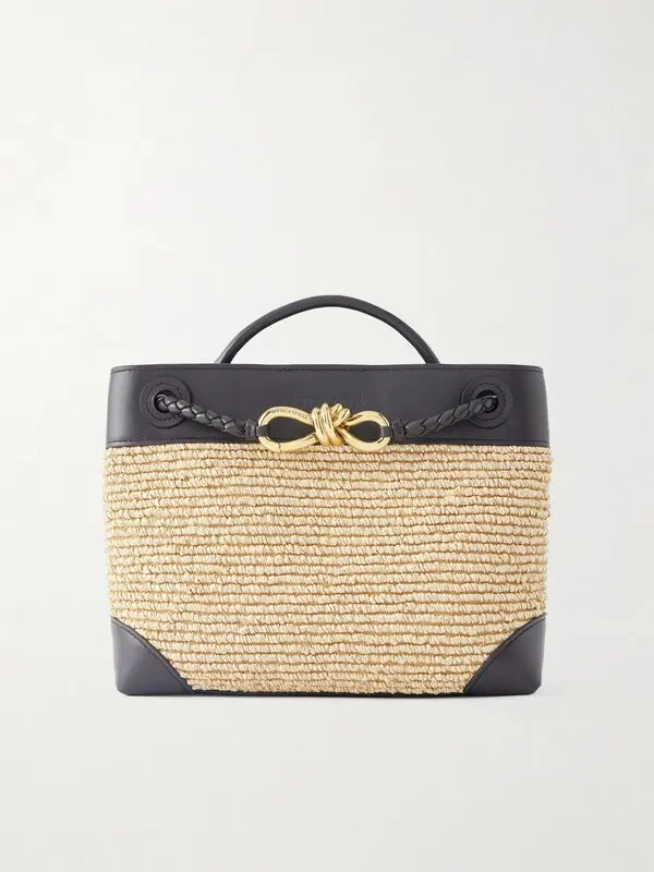 Bottega Veneta Small Raffia Tote With Leather Trims - Neutrals
