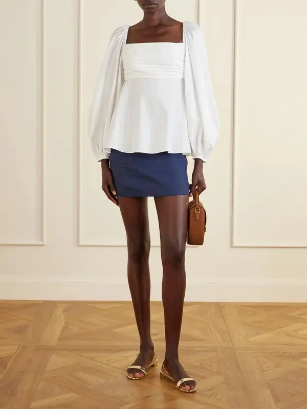 Carolina Herrera Cotton-blend Poplin Blouse With Voluminous Sleeves