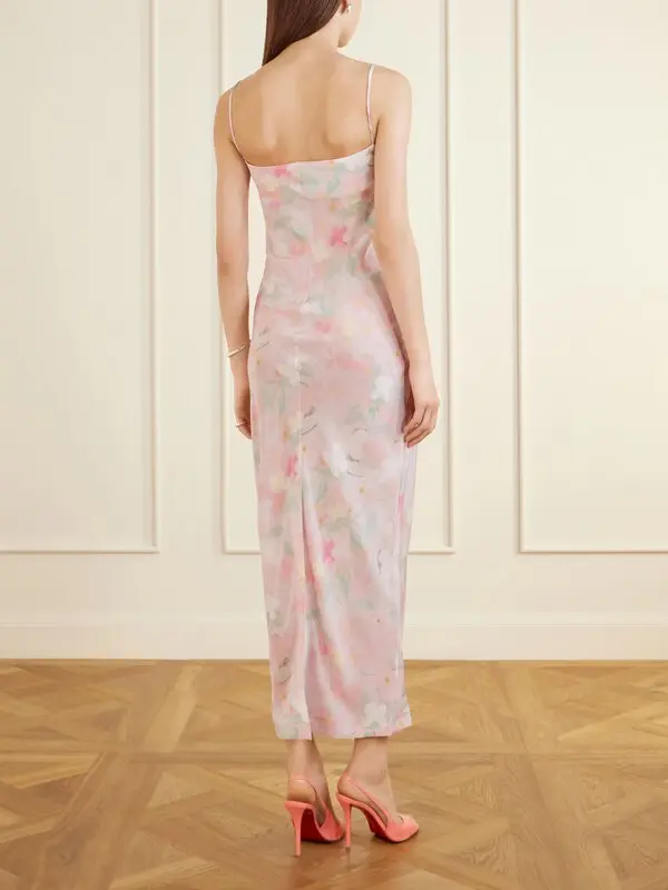 Bernadette Riri Floral-print Silk Midi Dress - Pink