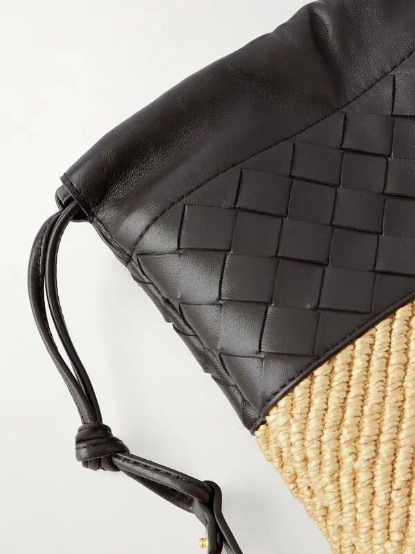 Bottega Veneta Medium Intrecciato Leather And Raffia Clutch