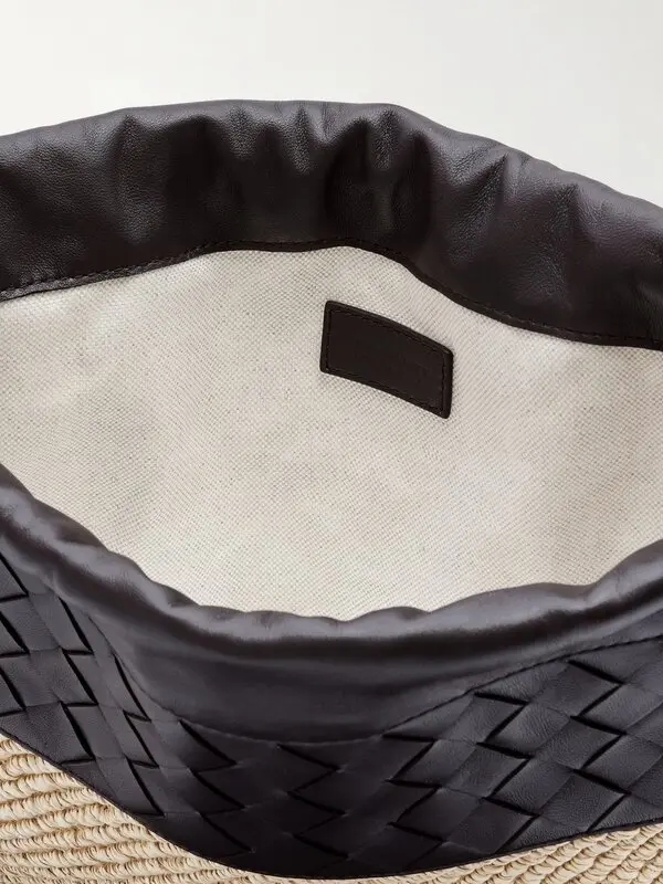 Bottega Veneta Medium Intrecciato Leather And Raffia Clutch