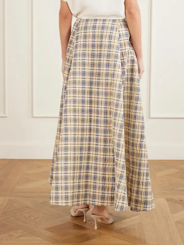 Bernadette Checked Seersucker Maxi Skirt