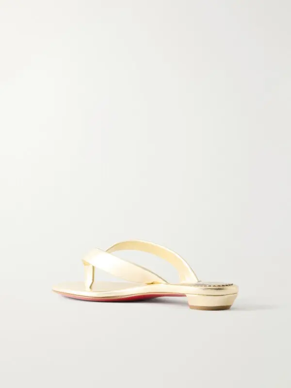CHRISTIAN LOUBOUTIN Miss Z Metallic Leather Thong Sandals - Gold