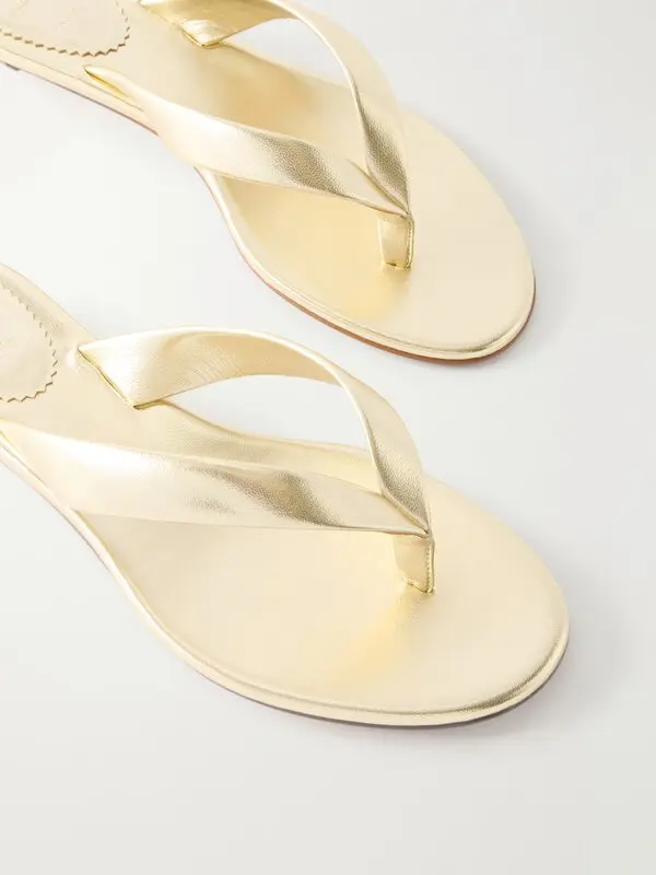 CHRISTIAN LOUBOUTIN Miss Z Metallic Leather Thong Sandals - Gold