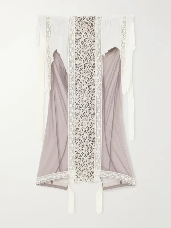 DILARA FINDIKOGLU Past Edges" Lace-trimmed Mesh Midi Skirt