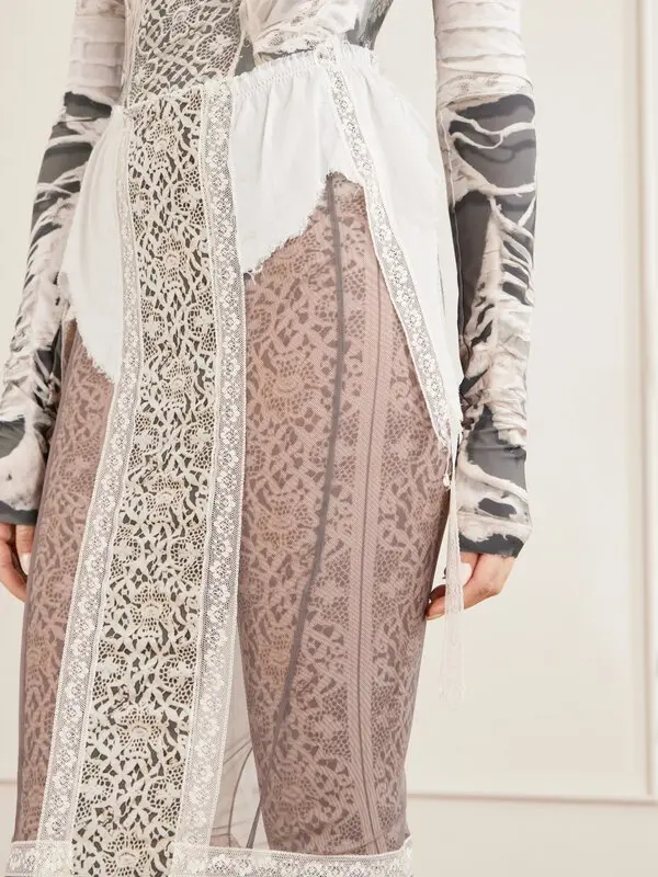 DILARA FINDIKOGLU Past Edges" Lace-trimmed Mesh Midi Skirt