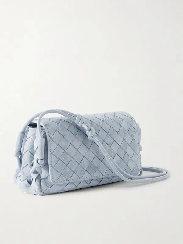 Bottega Veneta Notturno Intrecciato Suede Shoulder Bag