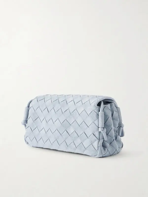 Bottega Veneta Notturno Intrecciato Suede Shoulder Bag