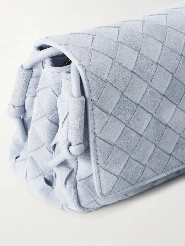 Bottega Veneta Notturno Intrecciato Suede Shoulder Bag