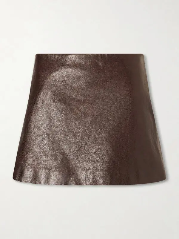Balenciaga Crinkled Leather Mini Skirt