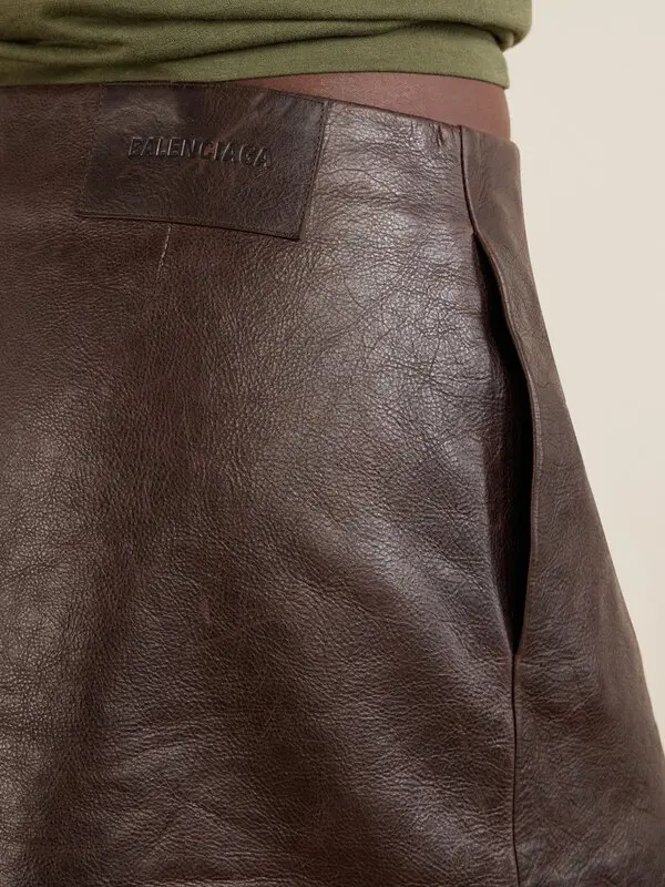 Balenciaga Crinkled Leather Mini Skirt