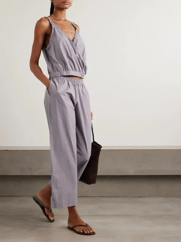 DEIJI STUDIOS Ease" Organic Cotton Straight-leg Pants - Purple