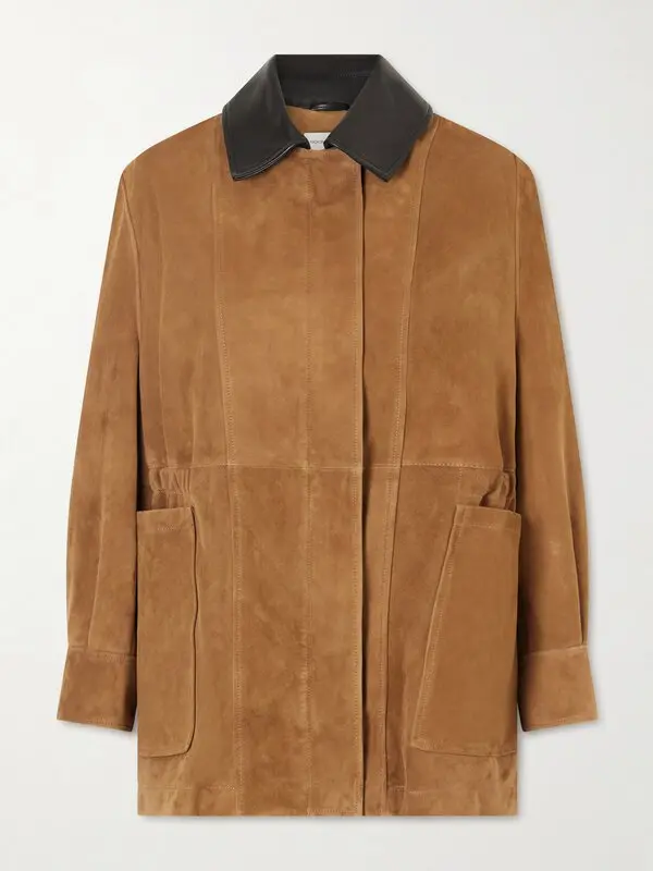 Nour Hammour Grange Gathered Suede Jacket - Brown