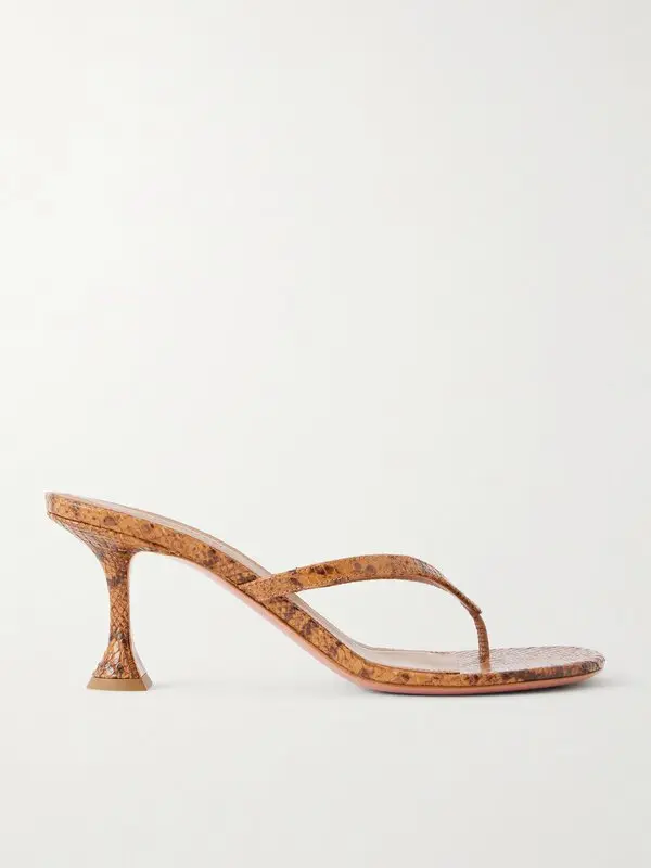 Amina Muaddi Juliette 70 Snake-effect Leather Thong Sandals - Animal Print