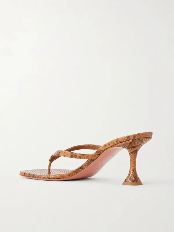 Amina Muaddi Juliette 70 Snake-effect Leather Thong Sandals - Animal Print