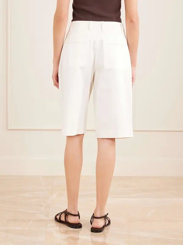 Matteau Pleated Organic Cotton-blend Twill Shorts