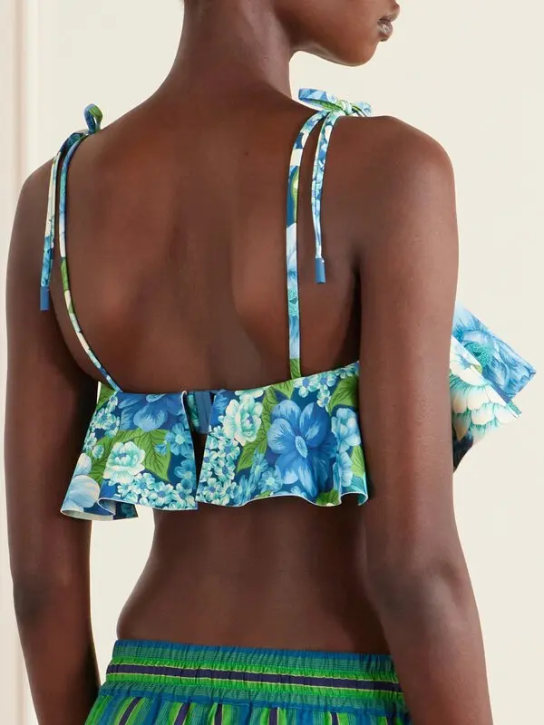 ALEMAIS Margo Ruffled Floral-print Bikini Top
