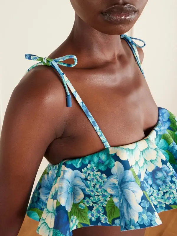 ALEMAIS Margo Ruffled Floral-print Bikini Top