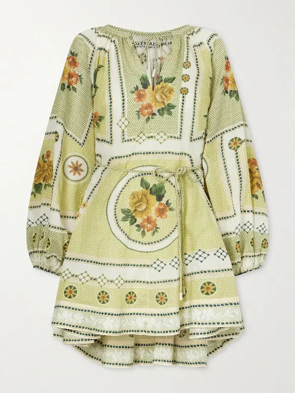 ALEMAIS Dixie Floral Ramie Mini Dress - Green