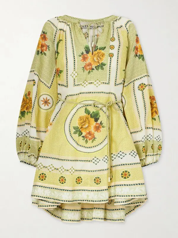 ALEMAIS Dixie Floral Ramie Mini Dress - Green