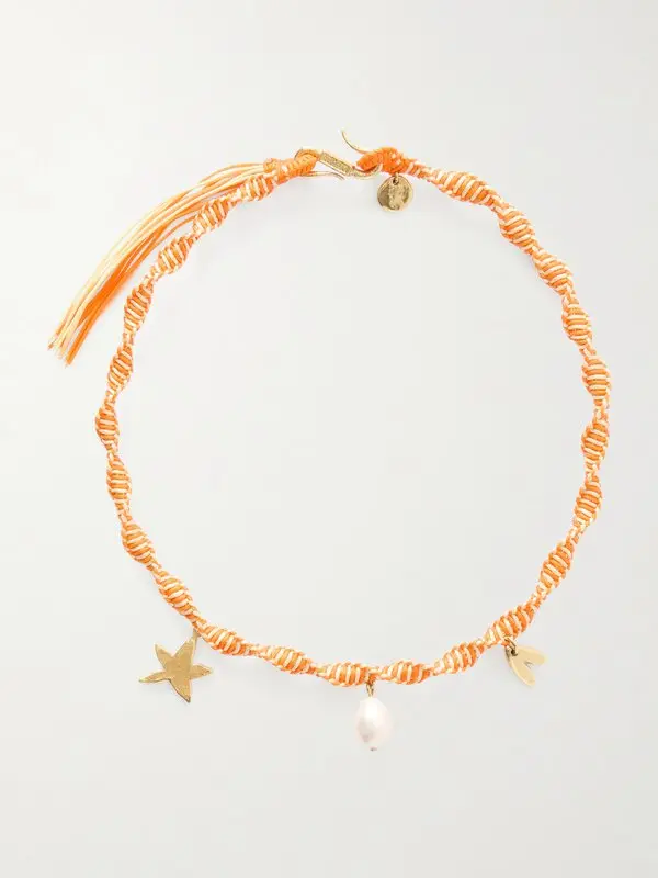 ALEMAIS Calypso Macrame And Pearl Charm Necklace - Multi
