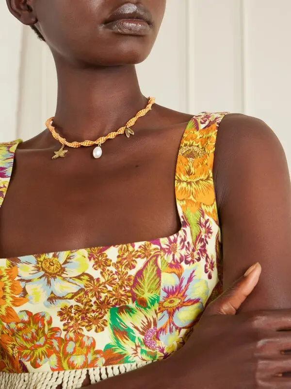 ALEMAIS Calypso Macrame And Pearl Charm Necklace