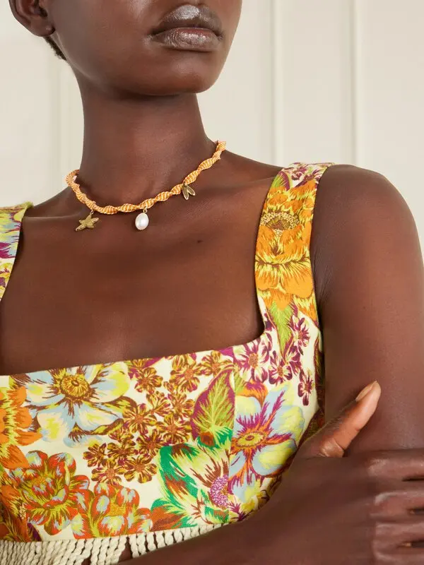 ALEMAIS Calypso Macrame And Pearl Charm Necklace - Multi
