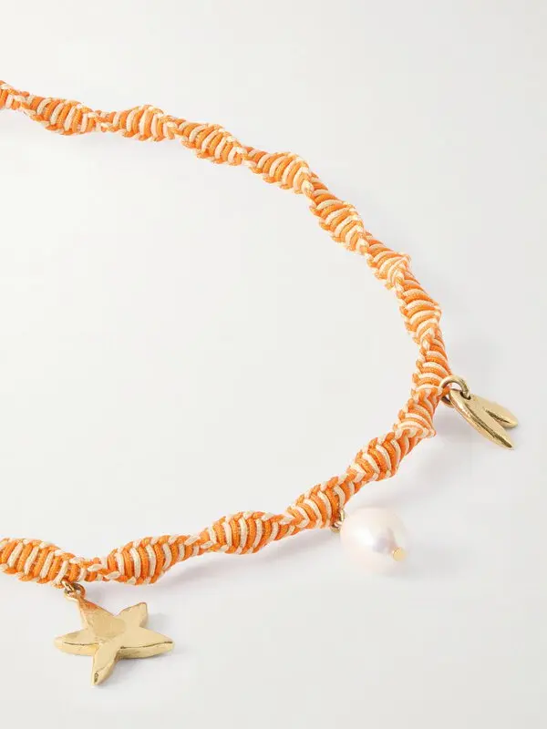 ALEMAIS Calypso Macrame And Pearl Charm Necklace - Multi